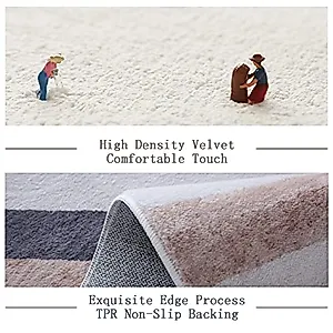 FINOREN Artistic Abstract Area Rug.Cream and Brown,4x6 Feet,Suitable for Bedroom,Living Room,Apartment,Machine Washable Non-Slip Soft Modern Interior Rug,Smudge-Proof,Non-Shedding.