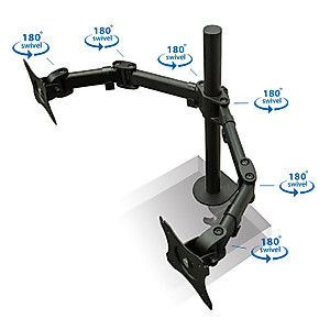 Mount-It! Dual Monitor Mount | Double Monitor Desk Stand Arm | Two Articulating Arms Fit 2 Screens 17 19 20 21 22 24 27 Inch Computer | VESA 75 100 Compatible Displays | C-Clamp Base