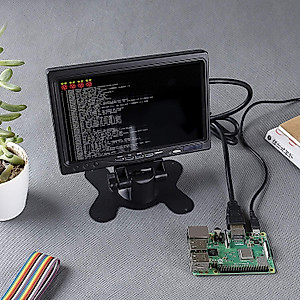 SunFounder 7 Inch HD TFT LCD Screen Monitor HDMI - 1024x600 Display AV VGA Input Built in Speaker for Raspberry Pi 400 4 Model B 3 Model B+ 3B CCTV Computer PC DVR Car