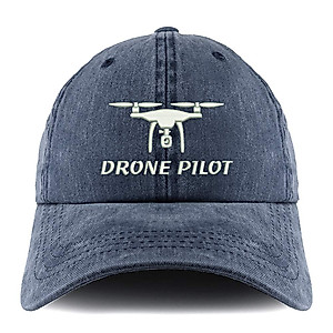 Trendy Apparel Shop Drone Pilot Embroidered Pigment Dyed Unstructured Cap - Navy
