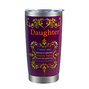 LanHong Daughter Gifts Tumbler Mug 20 oz - Coffee Tumbler for Women - Best Daughter Gift from Mom Travel Coffee Mug - Stainless Steel Insulated Coffee Tumbler Cup