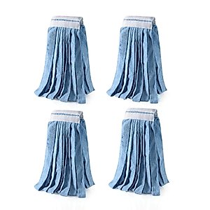 Eyliden 4 Pack Commercial Mop Head Replacement, Heavy Duty Tube Microfiber Mops for Floor Cleaning, Universal Looped End Absorbent Mop Head Refills for Home, Industrial School (43oz)