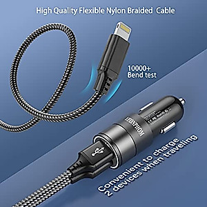 iPhone Car Charger[Apple MFi Certified] Compatible for iPhone 13 14 12 Pro/Mini/11 Pro Max/XS Max/XR/X/8/7/6/6S Plus/5S/5C/SE, 2.4A Dual USB Fast Car Phone Charger Adapter with 2x3ft Lightning Cable