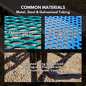 Coated Outdoor Furniture Heavy-Duty Portable Outdoor Picnic Table with Umbrella Hole, Punched Steel Commercial-Grade Patio Dining Furniture Made in America (46" Round Top, Orange)