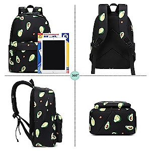 Fuyicat Avocado School Backpack for Girls, Kids Teens Elementary Middle School Bag Women College Bookbag Laptop Backpacks