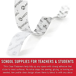 VELCRO Brand - Thin Clear Fasteners | Perfect for Home or Office | 5ft x 3/4in Tape