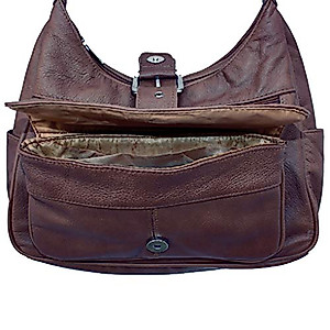Silver Fever® Leather Buckle Flap Hobo Handbag (burgundy)