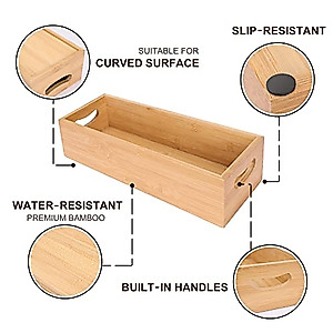 Toilet Paper Storage - Bamboo Bathroom Tray with Handles - Wooden Basket for Toilet Tank Top and Counter, or Rustic Home Decor Box for Vanity