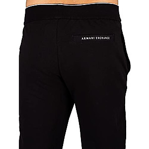 A|X ARMANI EXCHANGE mens Drawstring Jogger With Logo Zip Pocket Casual Pants, Black, Small US