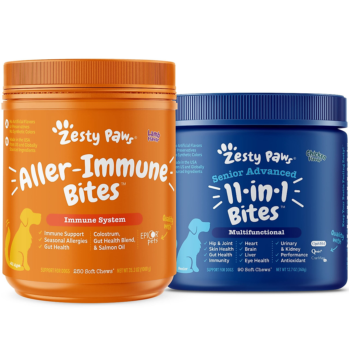 Allergy Immune Supplement for Dogs - with Omega 3 Wild Alaskan Salmon Fish Oil + Senior Advanced Multifunctional Supplement for Dogs – Glucosamine & Chondroitin