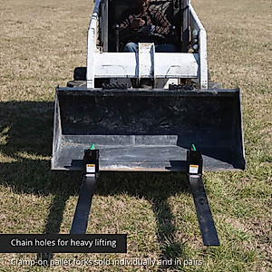 Titan Attachments Single Heavy-Duty 60" Clamp-on Pallet Fork, 47" x 4" Fork Length, Rated 6,000 LB, Easy to Install on Loader or Skid Steer Bucket