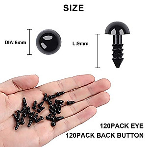 120PCS Plastic Safety Crochet Eyes Bulk with 120PCS Washers for Crochet Crafts (0.24Inch/6mm)