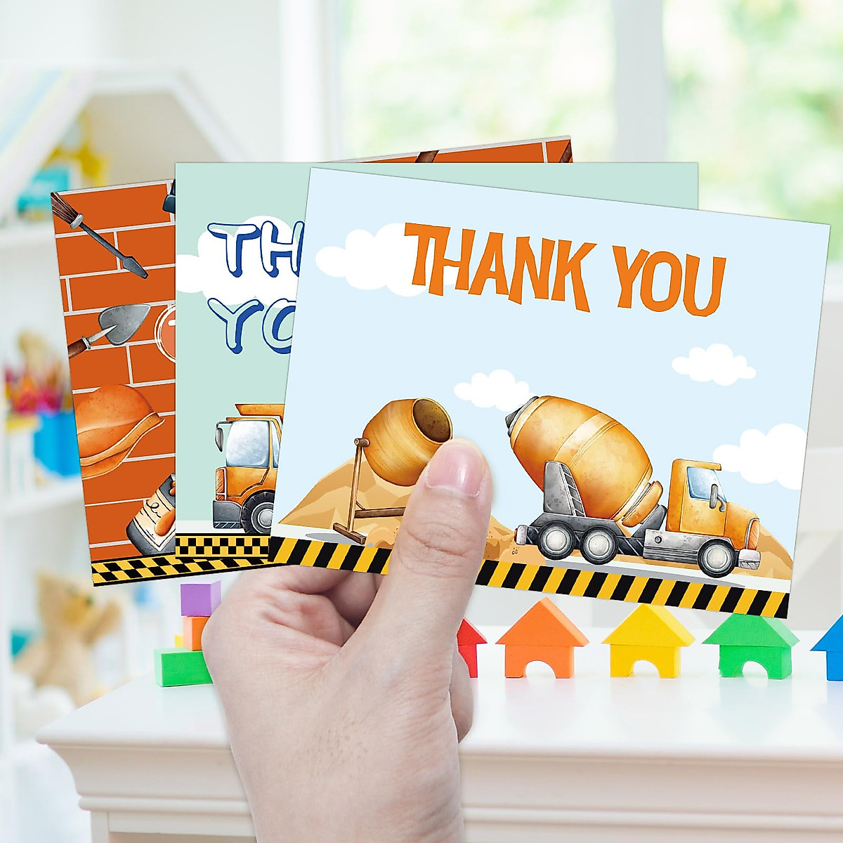 Construction Thank You Cards 24 Pack Kids Thank You Notes Greeting Cards with Envelopes Birthday Teacher Gift