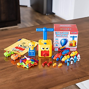 KIDDEO Balloon Launcher Toy Set. 71pcs - Monster Face Pump, 50 Balloons, Rocket Launcher Pad, 12 STEM Toys, incl 4 Balloon Powered Car Toys, 2 Spaceship Toy, 2 Astronaut Figure and More. For Kids 3+