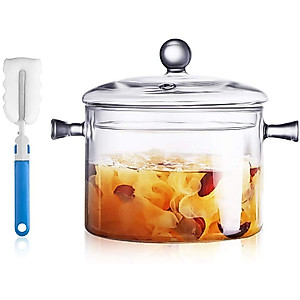 glass pots for cooking on stove - 2.0 Liter Glass Saucepan with Cover Simmer Pot Milk Pot, Heat-Resistant Glass Stovetop Pot and Sauce Pan for Soup, Pasta & Baby Food.