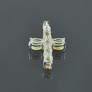 925 Sterling Silver Natural Oval Ethiopian Opal Cross Pendant Wedding Gift Jewelry