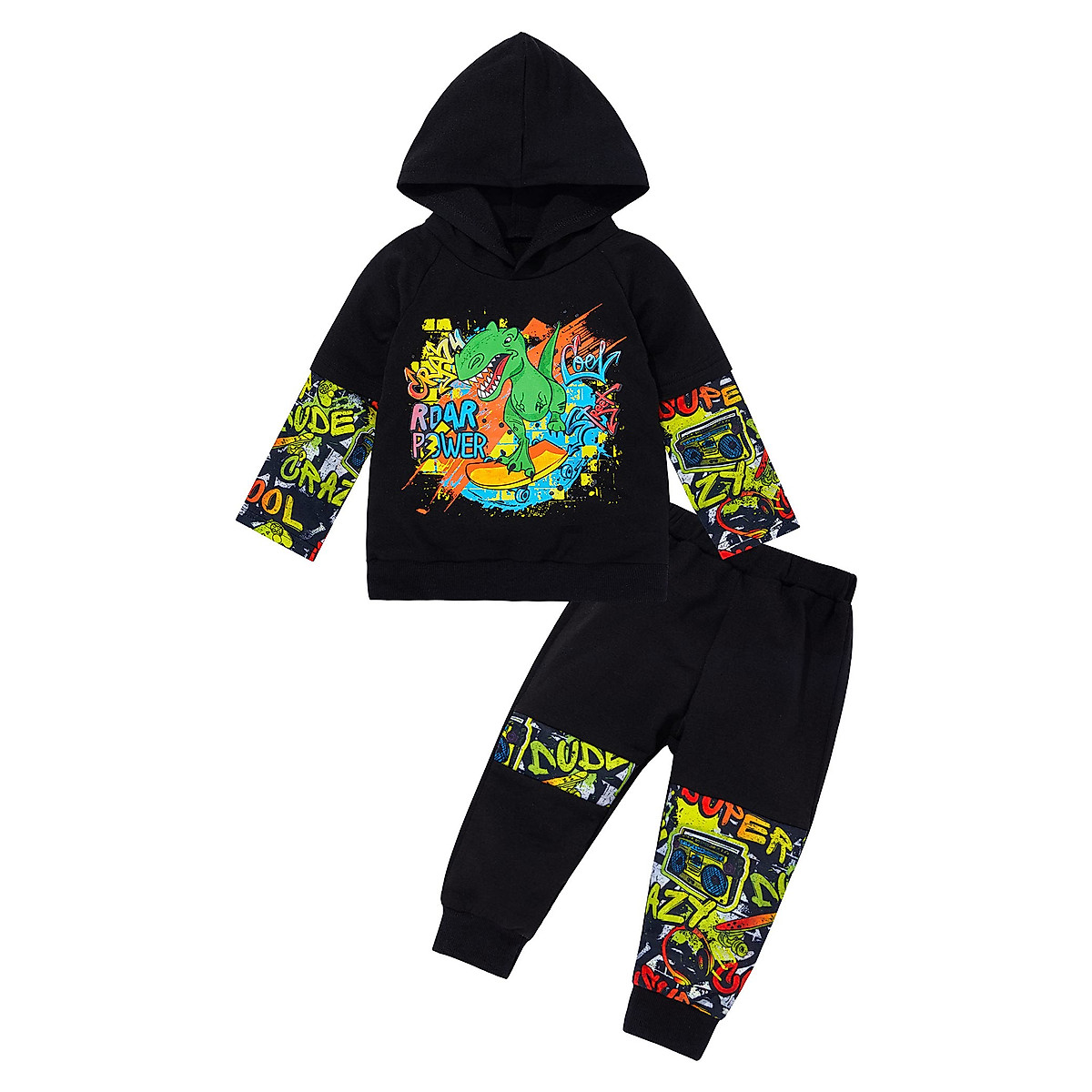 MIGU Toddler boy clothes 3T-4T Boys Clothes Winter Outfits with Dinosaur Clothes For Boys Hoodie Boy Sweatsuit + Dinosaur Pants 2PCS Set