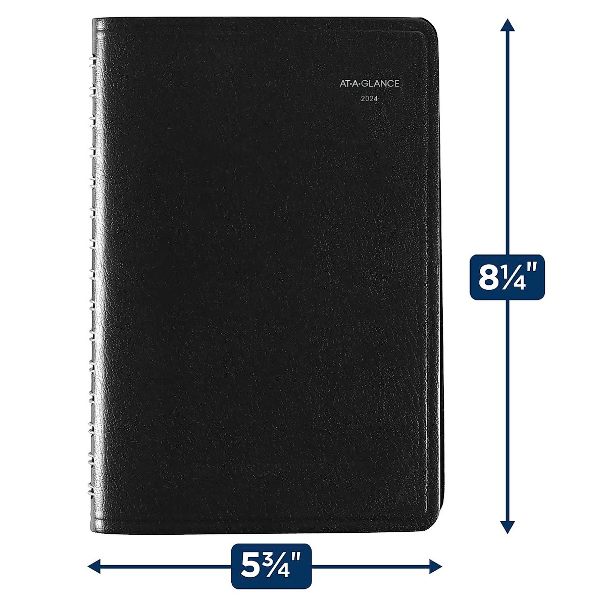 AT-A-GLANCE 2024 Daily Planner, DayMinder, Quarter-Hourly Appointment Book, 5" x 8", Small, Black (G1000024)