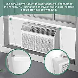 Window Air Conditioner, Side Insulated Foam Panel, Summer/Winter Heat and Draft Insulation 03EVA002WHITE, One Piece Full Surround Insulation Panels with 4 Pressure Strips,Window Seal (White)