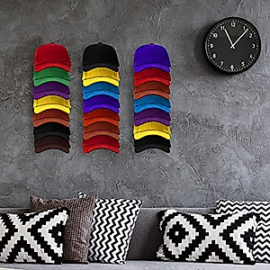 Queekay 10 Pieces Hat Display Rack Hanger Hooks Holder for Wall Mounted Hat Rack with Double-sided Tape and Screw for Baseball Hat Display Store Door Closet Office Bedroom Hat Collectors (Black)