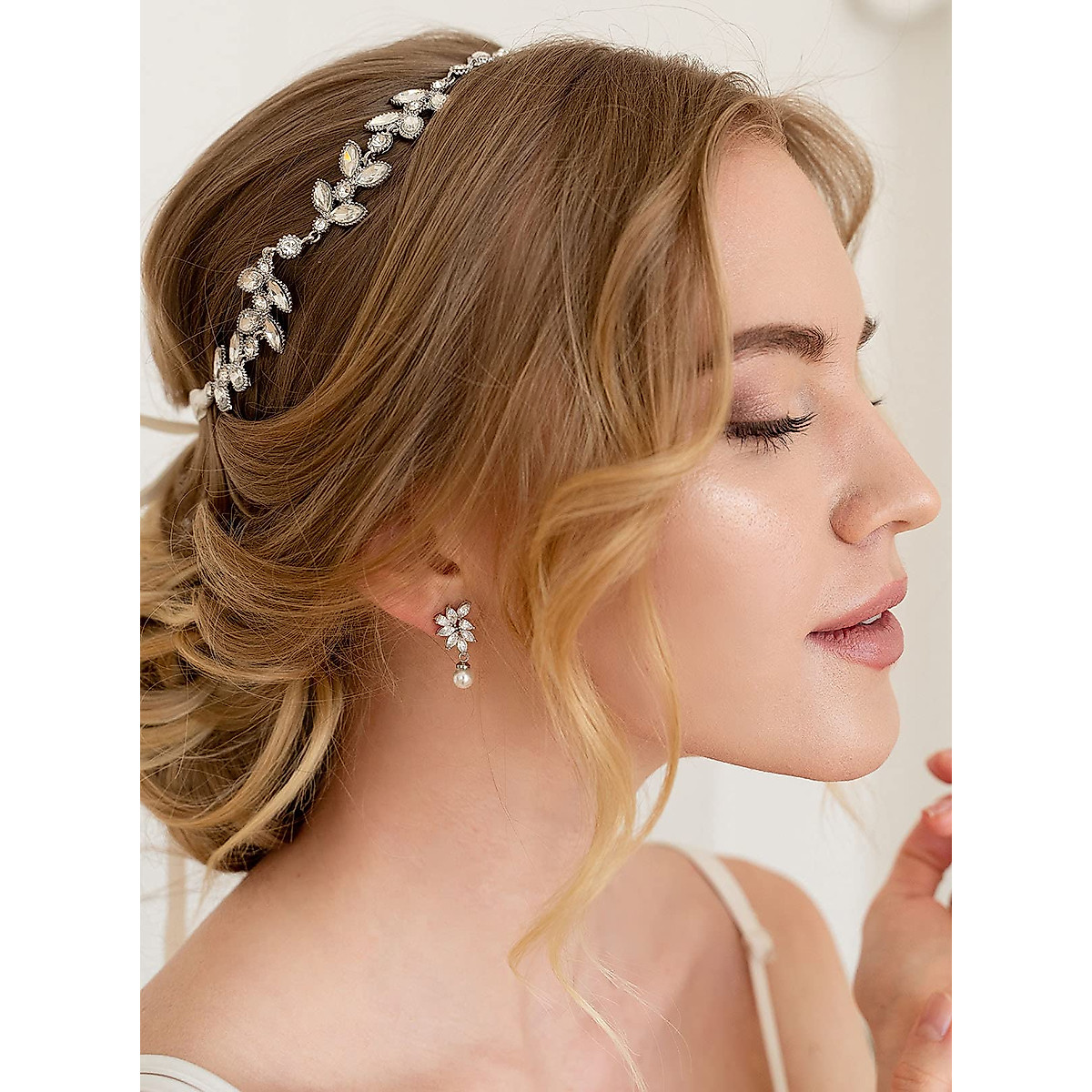 SWEETV Cubic Zirconia Pearl Wedding Bridal Earrings for Brides Bridesmaids, Silver Pearl Drop Earrings for Women Prom Jewelry Gifts