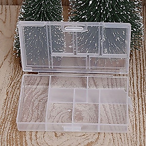 UTENEW 2 Pack Plastic Clear Jewelry Boxes Organizers with Dividers, 6-Grids Storage Containers
