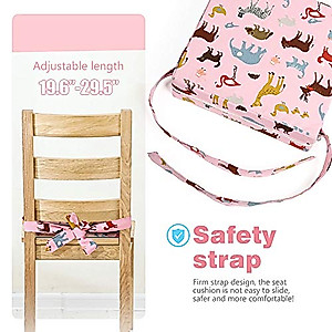 Hoomall Booster Seat for Dining Table Dining Chair Heightening Cushion Portable Booster Seat Cushion Double Straps Washable Thick Chair Increasing Cushion for Toddler Kids (12.4X12.4X3.1 Inches, Pink)