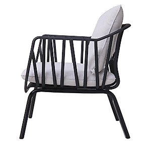 Christopher Knight Home Outdoor Club Chair, Arm Chairs with Cushions, Modern Patio Basket Bucket Seating, Black Basket Weave Chair Sets for Poolside Patio, Plastic Club Chairs Set of 2, Grey