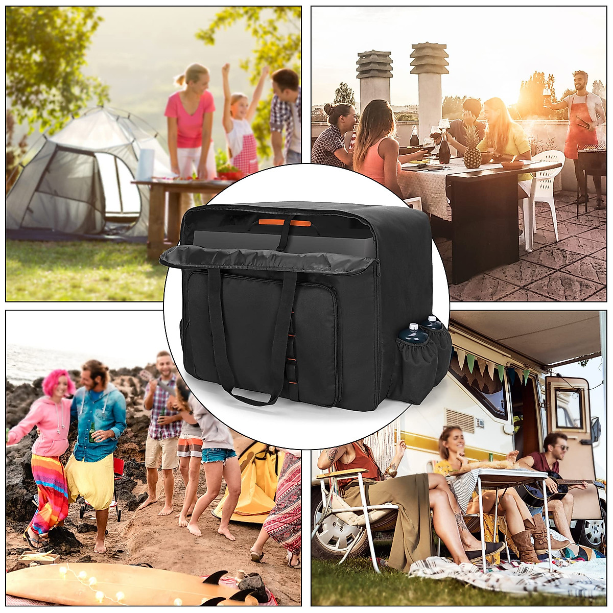 HODRANT Griddle Carry Bag Compatible with Blackstone 22 Inch Tabletop Griddle with Hood Lid and Stand, 22 In Portable Grill Cover for Outdoor Tabletop Griddle Storage, for Camping & Travel, Bag Only