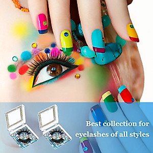 Blulu 8 Pcs 3D Empty eyelash case, Glitter lash cluster box Square Eyelash Storage Boxes with Glitter Paper and Clear Tray for Women(Silver)