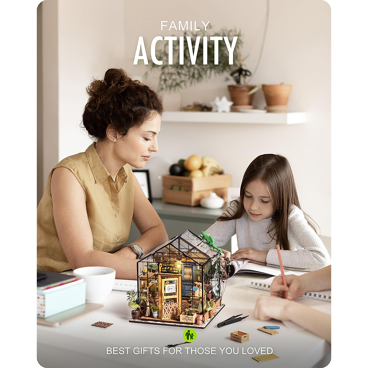 Rolife DIY Miniature House Kit Greenhouse, Tiny for Adults to Build, Mini House Making Kit with Furnitures, Halloween/Christmas Decorations/Gifts for Family and Friends (Cathy's Greenhouse)