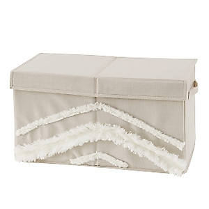 Sweet Jojo Designs Boho Bohemian Boy Girl Small Fabric Toy Bin Storage Box Chest For Baby Nursery Kids Room - Solid Taupe Beige Ivory Cream Off White Linen Farmhouse Shabby Chic Modern Tufted Neutral