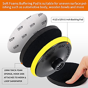 Pomsare 45PCS 5 Inch Wet Dry Sanding Discs Kit with Hook and Loop Backing Pad 5/8-11 and Foam, Angle Grinder Drill Sanding Attachment, Sander for Drill 400 to 5000 Grits Sandpaper for Wood Metal Car