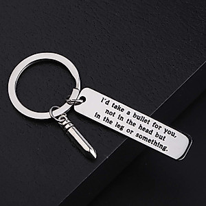 TGBJE Funny Friend Gift I’D Take a Bullet for You Keychain Friendship Jewelry Cheer Up Gift (Bullet Keychain)