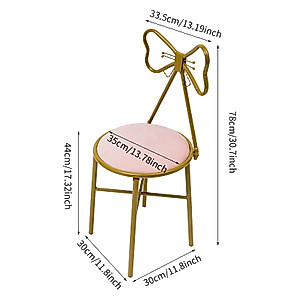 Makeup Vanity Chair Side Pink Bow Vanity Chair Table Seat Butterfly Stool Dressing Chair Modern Bow Knot Backrest Dresser Chair Seat for Girl Daughter Bedroom (Light Pink)