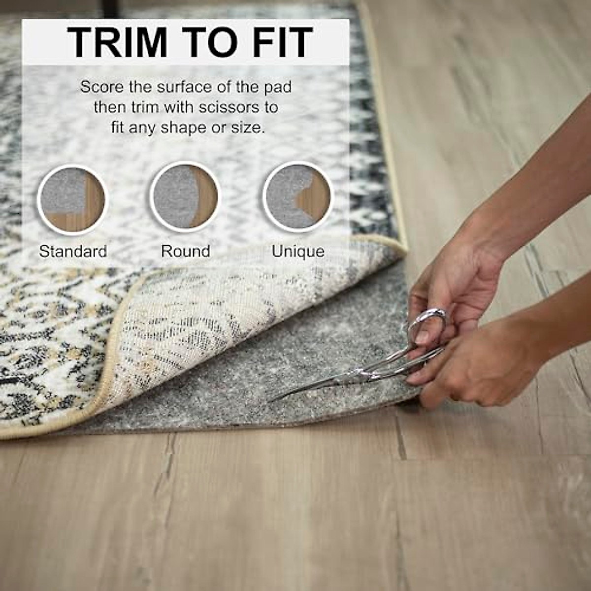 Mohawk Home 6' x 9' Non Slip Rug Pad Gripper 1/4 Thick Dual Surface Felt + Rubber Gripper - Safe for All Floors, Synthetic Fiber, Brown