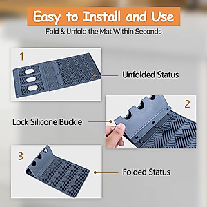 Silicone Utensil Rest - Spoon Rest with Drip Pad for Stove Top, Heat Resistant BPA Free Spoon Holder for Spatula, Brush, Fork - Multifunctional & Foldable Silicone Dish Drying Mat for Kitchen Counter