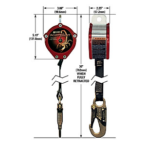 Miller PFL-4/9FT Scorpion 9-Foot Personal Fall Limiter with Carabiner and Swivel Shackle, Red