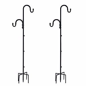 MIPON 2 Pack 78 Inch Double Shepherds Hooks for Outdoor Bird Feeder,Hanging Plants,Solar Light,Adjustable 78/62/46/30 Inch,5/8 Inch Width Heavy Duty Garden Shepards Hook
