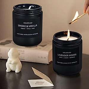 Scented Candles for Men, Scented Candles Set Soy Candles for Home Him,4 Pack Mens Candles Gifts for Men Scents of Leather/Oak/Lavender Wood/Smoke Vanilla