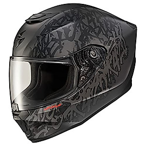 ScorpionEXO R420 Grunge Full Face Polycarbonate Intergrated Bluetooth Speaker Pockets DOT Approved Unisex Adult Motorcycle Helmet (Phantom - 2X-Large)