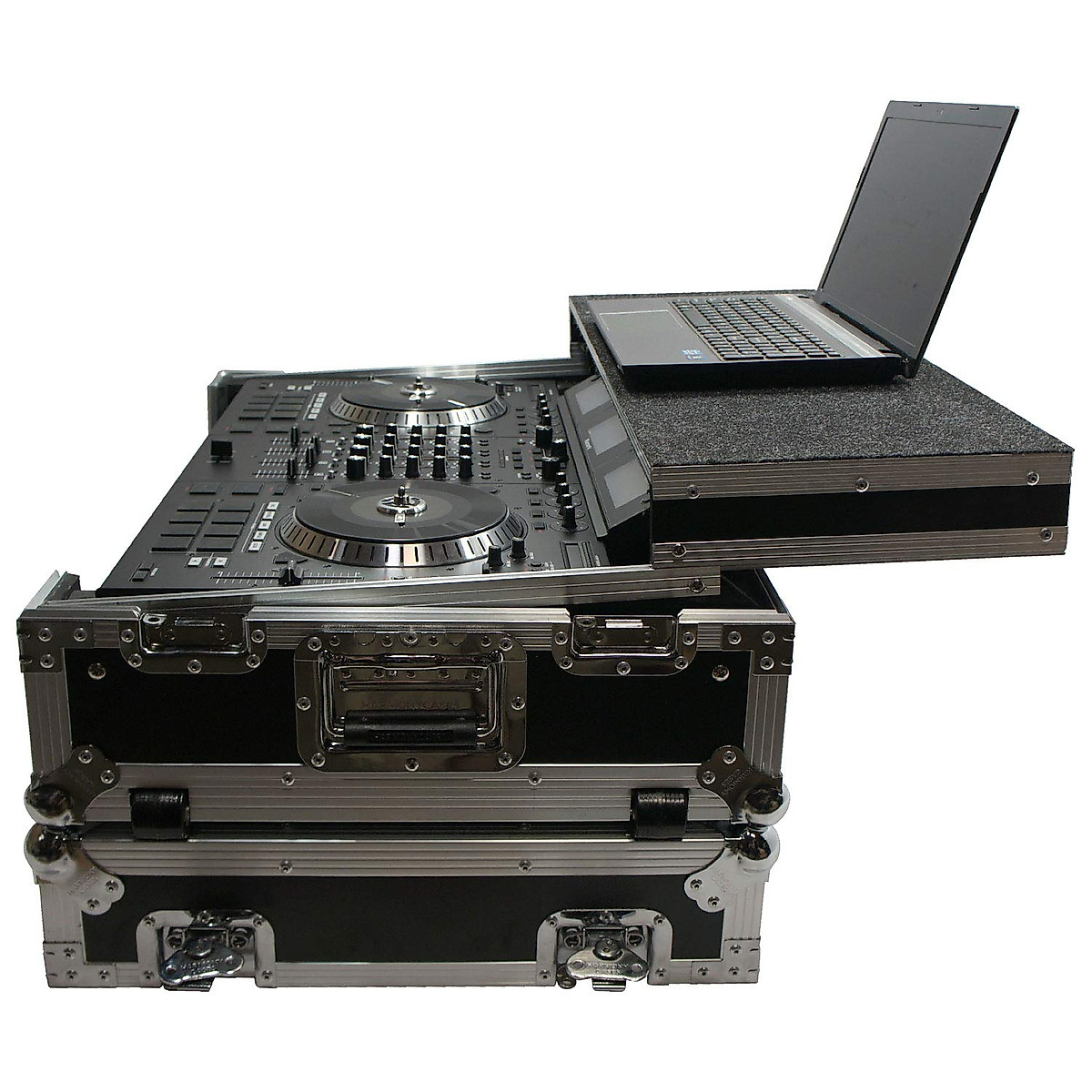 Harmony Audio HCNS7LTWFXTR Flight Glide Laptop Stand Combo DJ Case Compatible with Numark NS7FX