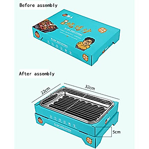 WZCSLM Portable Mini BBQ Charcoal Grill, Disposable BBQ Portable Charcoal Grill for Camping Outdoor BBQ Camping Picnic with, BBQ Clips, 60 Pieces of Charcoal About 120 Minutes. (blue)