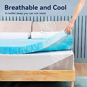 Hcore Mattress Topper Full - 3 Inch Gel Memory Foam Mattress Topper Full Size for Back Pain, CertiPUR-US Certified, Blue