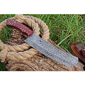 Damascus Steel Meat Cleaver Knife, Chef Knife, Butcher Knife - Multipurpose Sharp Knife, Kitchen Knife For Meat, Vegetable Cleaver & Damascus Cleaver Knife with Micarta Handle & Knife Sheath