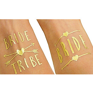 ROUNDSQUARE Bachelorette Party Light Up Rings Engagement Diamond Rings 12 Packs & Team Bride Tatoo 12 Packs