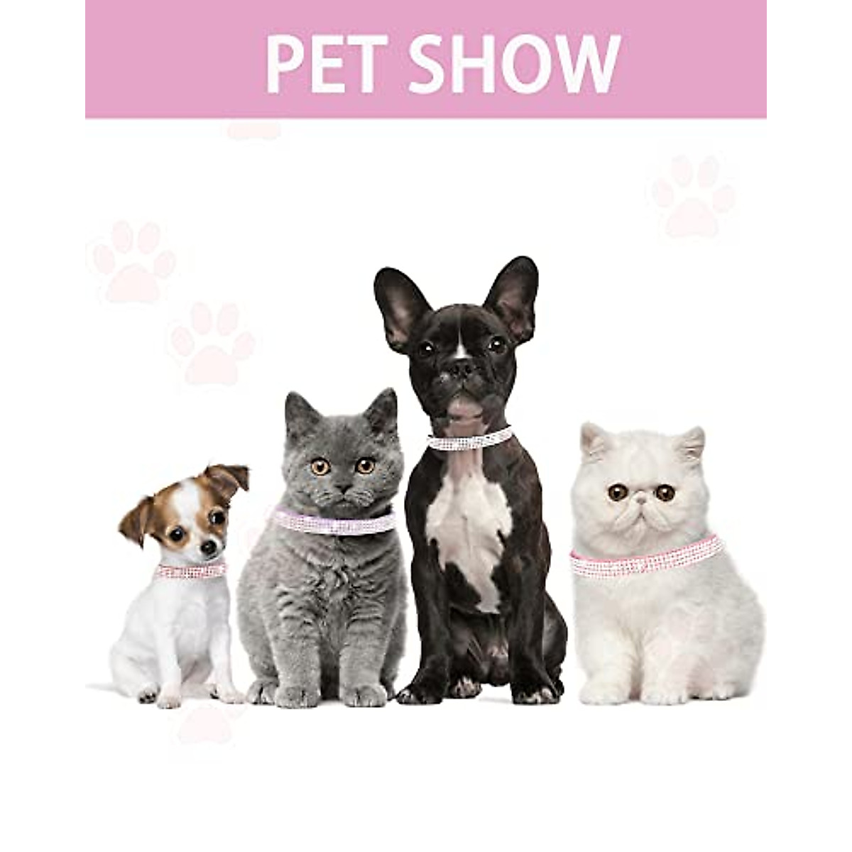 Solmoony Breakaway Cat Collars with Bell,Adjustable Safe Kitten Collar,Cat Collars for Girl Cats with Rhinestone Soft Velvet (Pink)