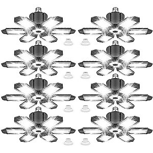 Led Garage Lights 8 Pack 220W Garage Light Ceiling Led Deformable LED Shop Lights for Workshop Led Lights for Garage E26 E27 Screw in Garage Light