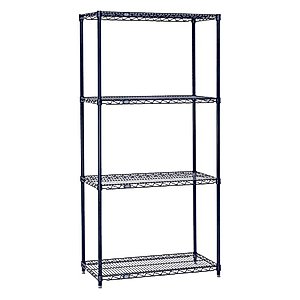 Nexel 24487N Wire Starter Shelving Unit with 4 Shelves, 48" Length x 24" Width x 74" Height, Nexelon Finish, Blue Epoxy