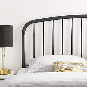 Modway Nova Modern Farmhouse Metal Full Headboard in Gray